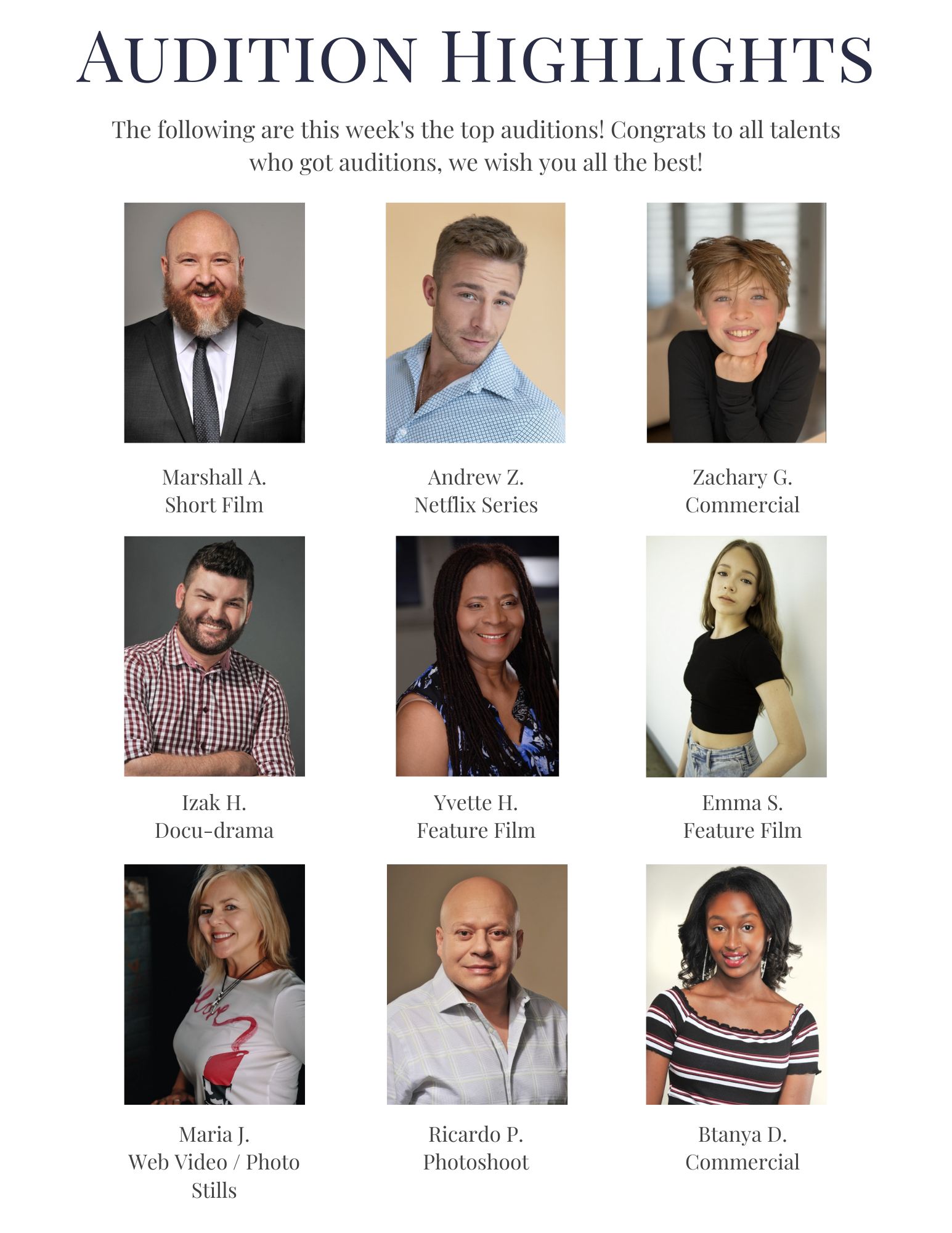 Toronto Acting Agency – Toronto Talent Agency – Audition Highlights ...