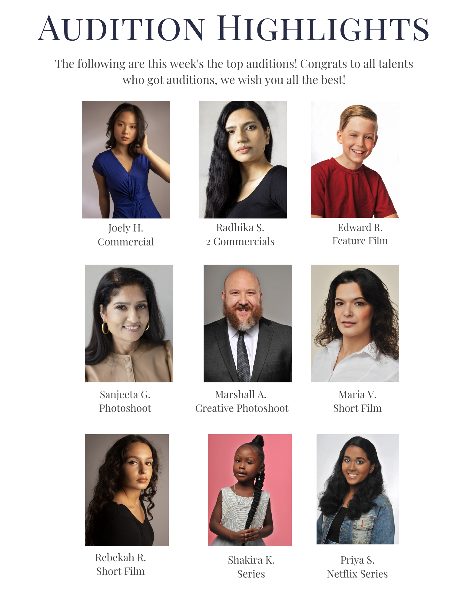 Toronto MOdeling Agency – Toronto Acting Agency – Audition Highlights ...